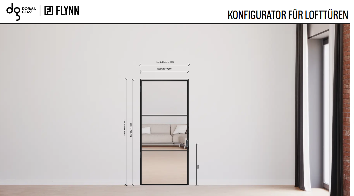 DORMA-Glas Lofttüren Konfigurator